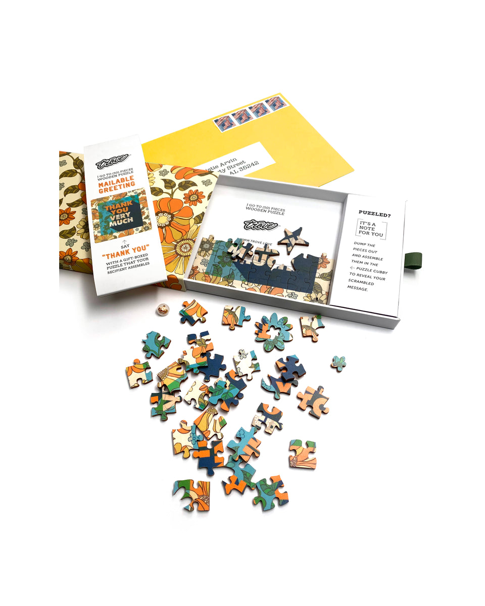 I Go to (50) Pieces Wooden Puzzles in Mailable Greeting Cards – Trove ...